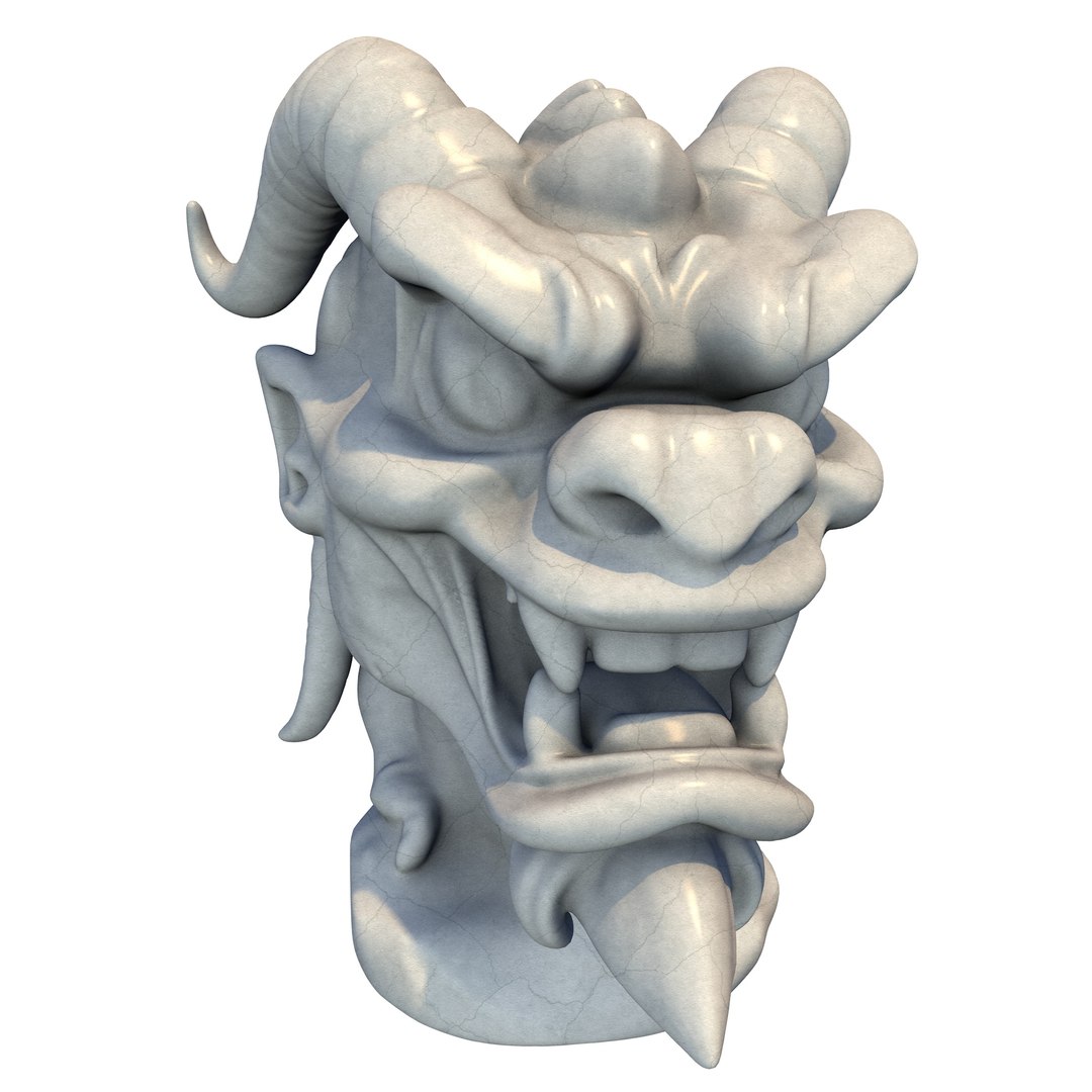 Japanese Oni Creature Head Bust Sculpture 6 3D Model - TurboSquid 2421207