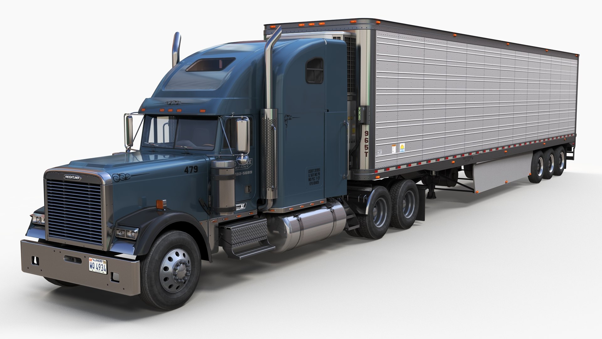 3D Freightliner Classic refrigerated trailer model - TurboSquid 2051677