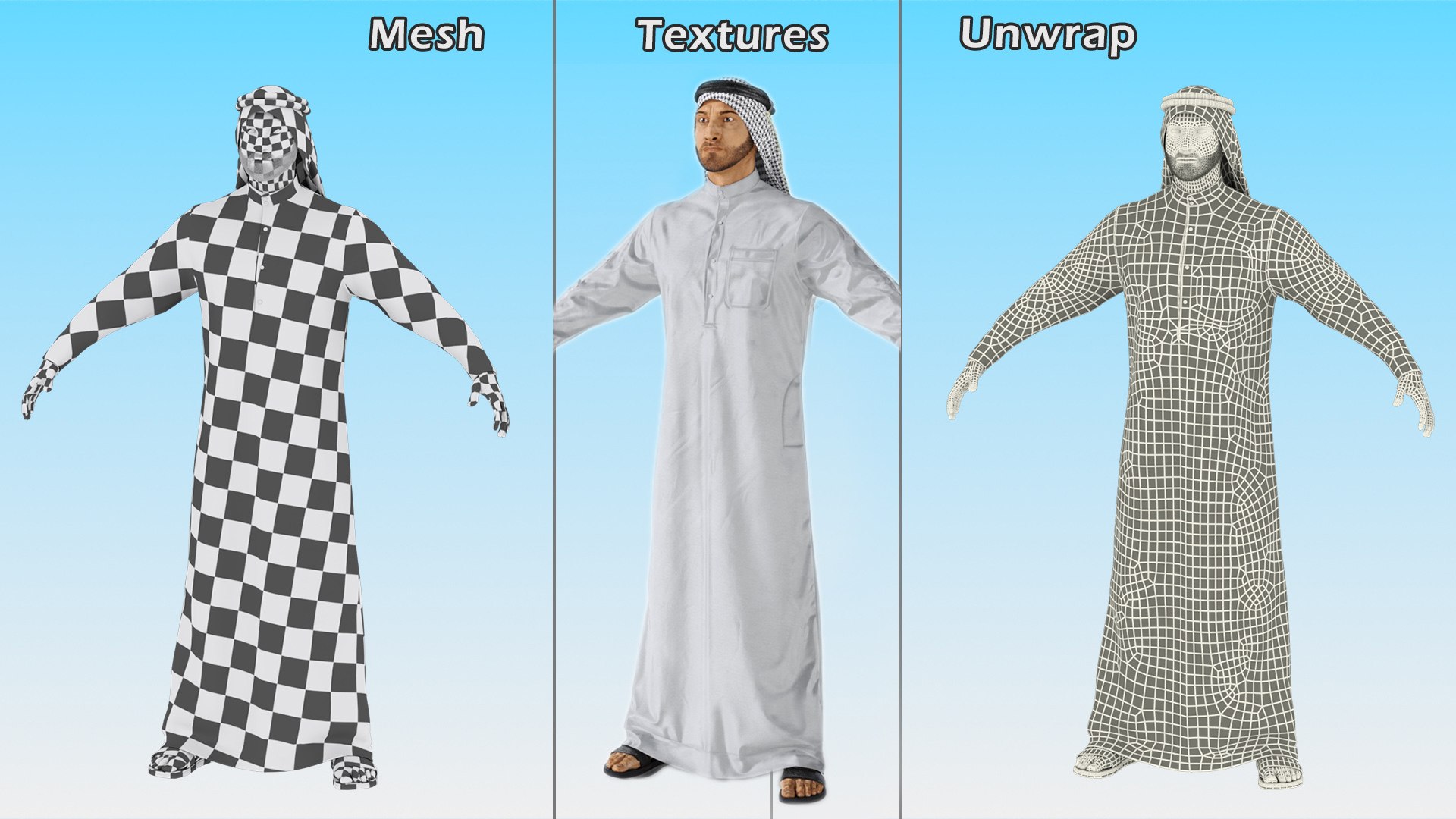 3D Arab Man with Traditional Arabic Headgear - TurboSquid 1964613