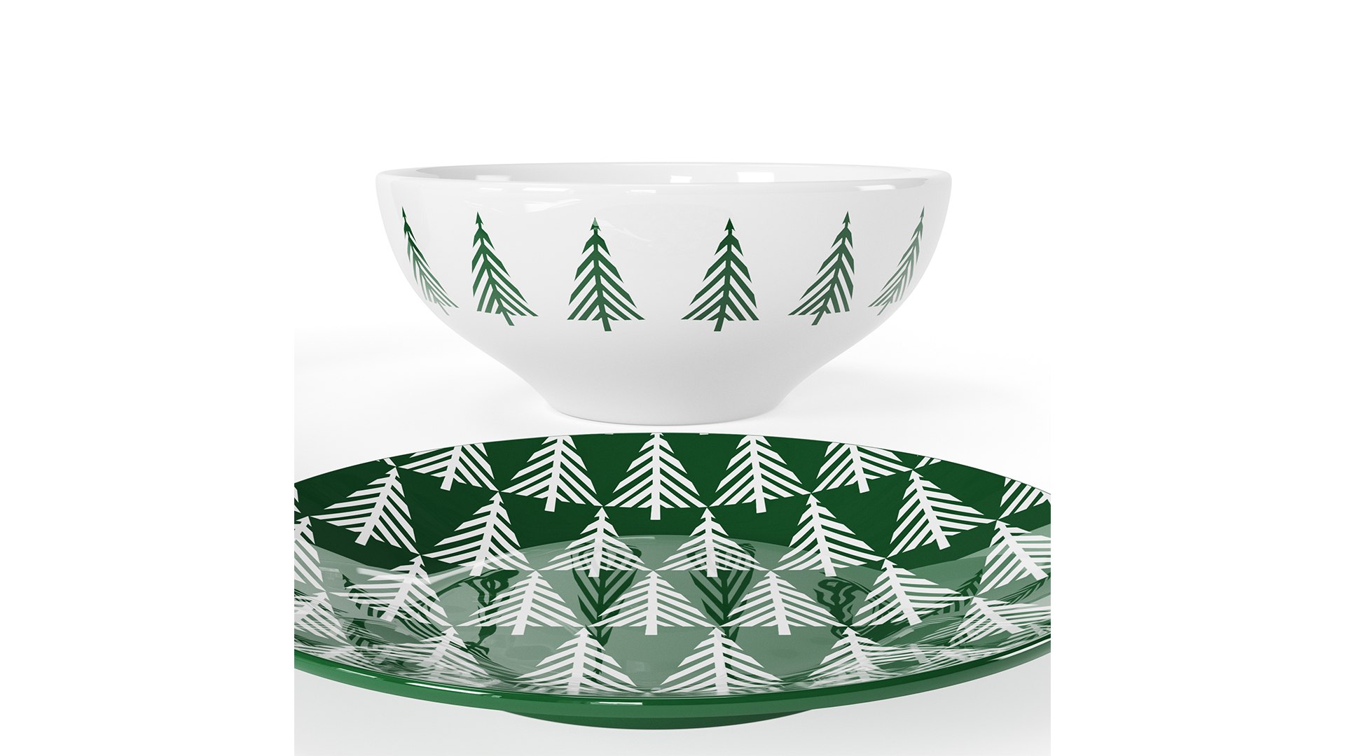Green Forest Dinnerware Collection 3D - TurboSquid 2185898