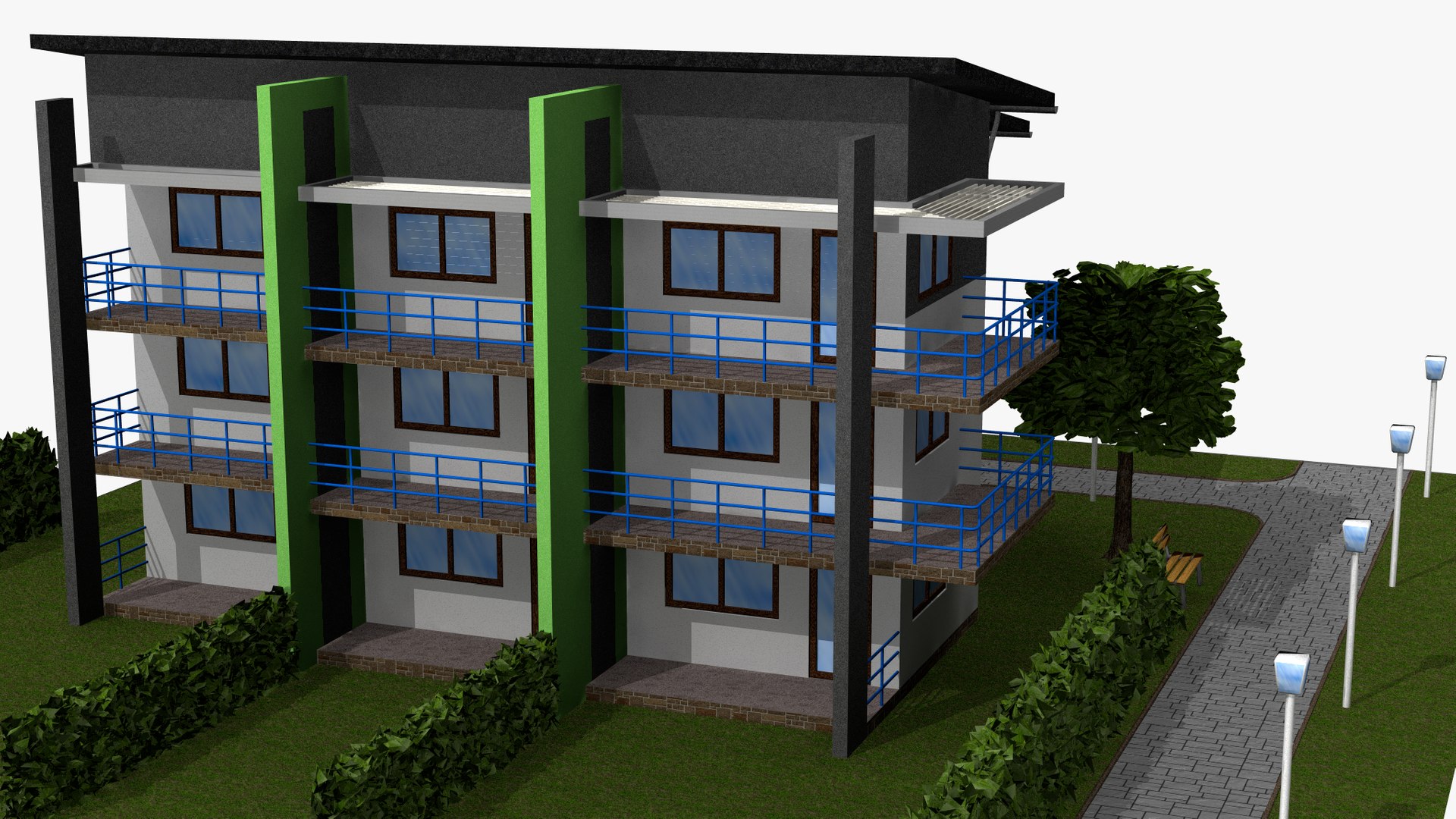 House 176 low poly modern apartment building model - TurboSquid 2073888