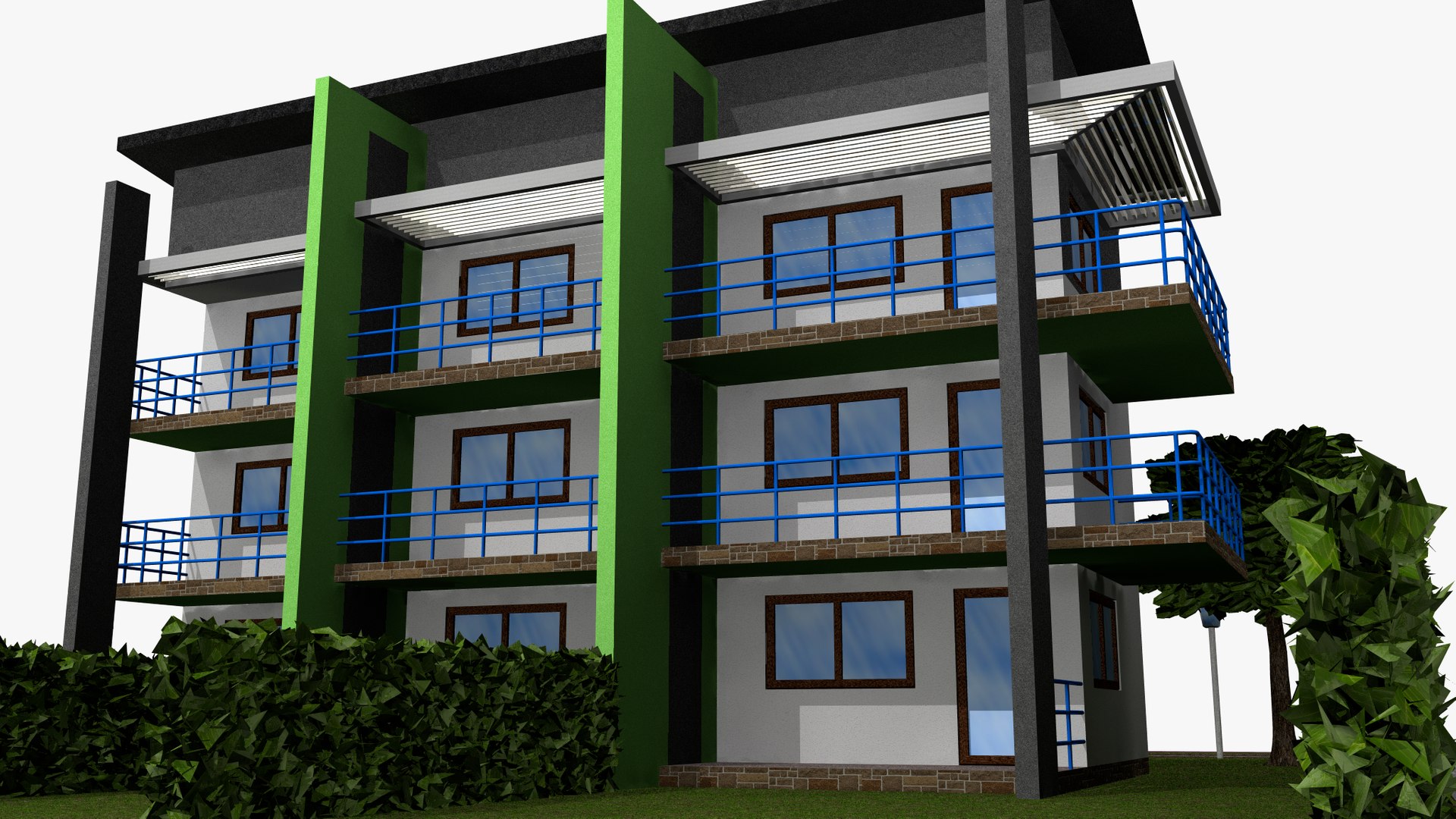 House 176 low poly modern apartment building model - TurboSquid 2073888