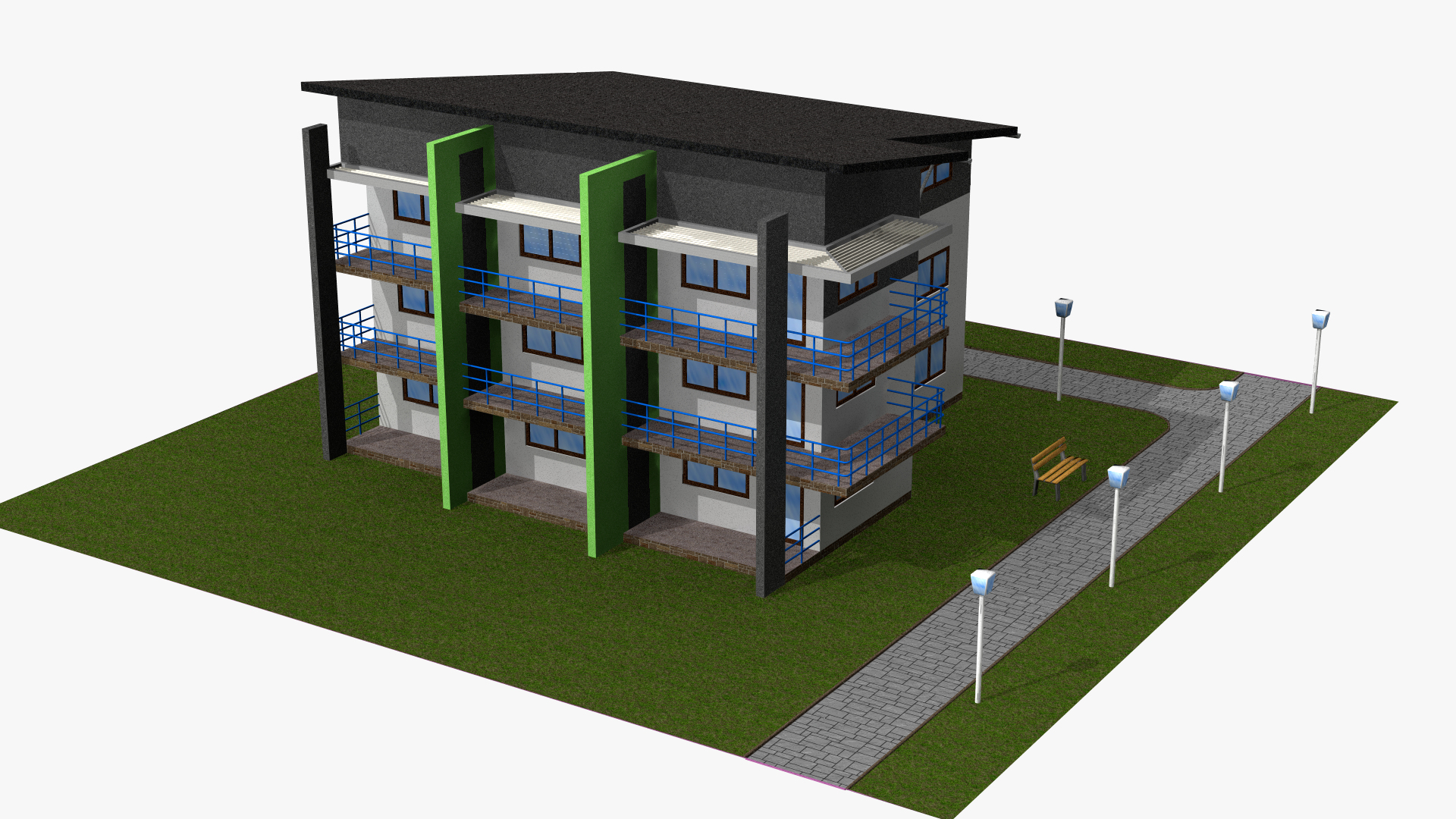 House 176 low poly modern apartment building model - TurboSquid 2073888
