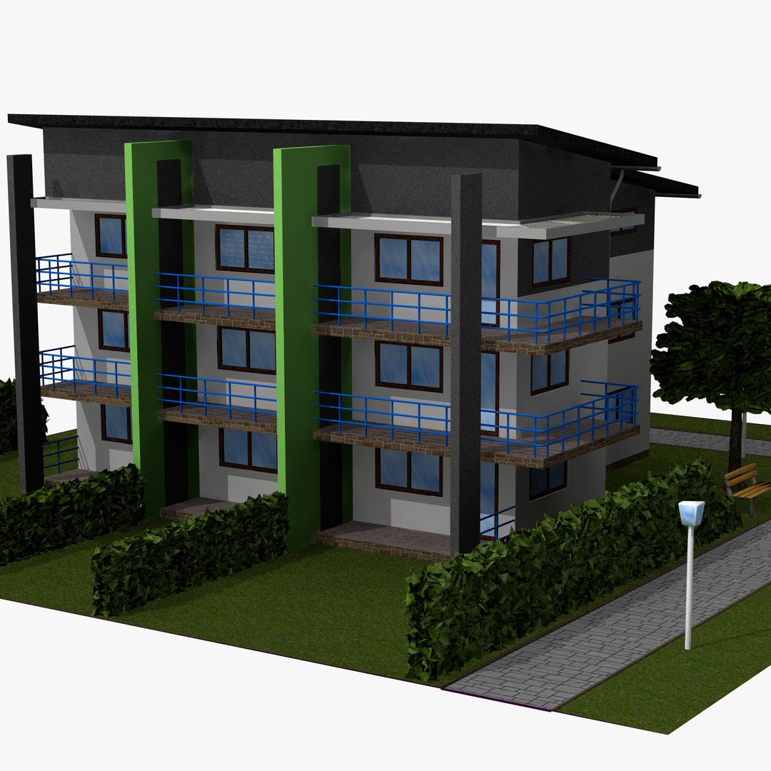 House 176 low poly modern apartment building model - TurboSquid 2073888