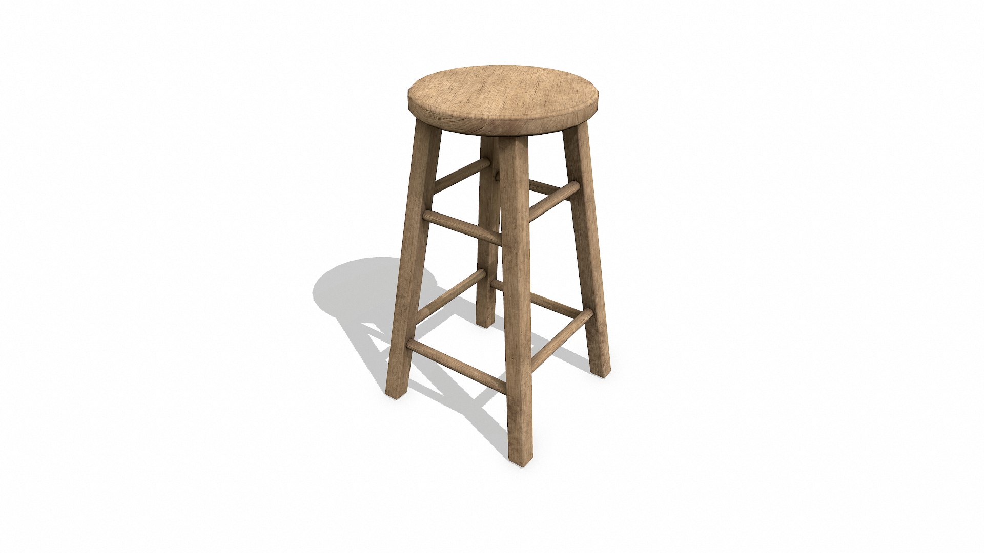免费旧木脏凳子低聚PBR3D模型 - TurboSquid 2309458