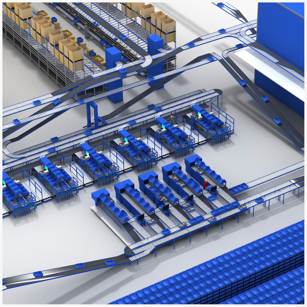 Sorting conveyors storage 3D model - TurboSquid 1541446