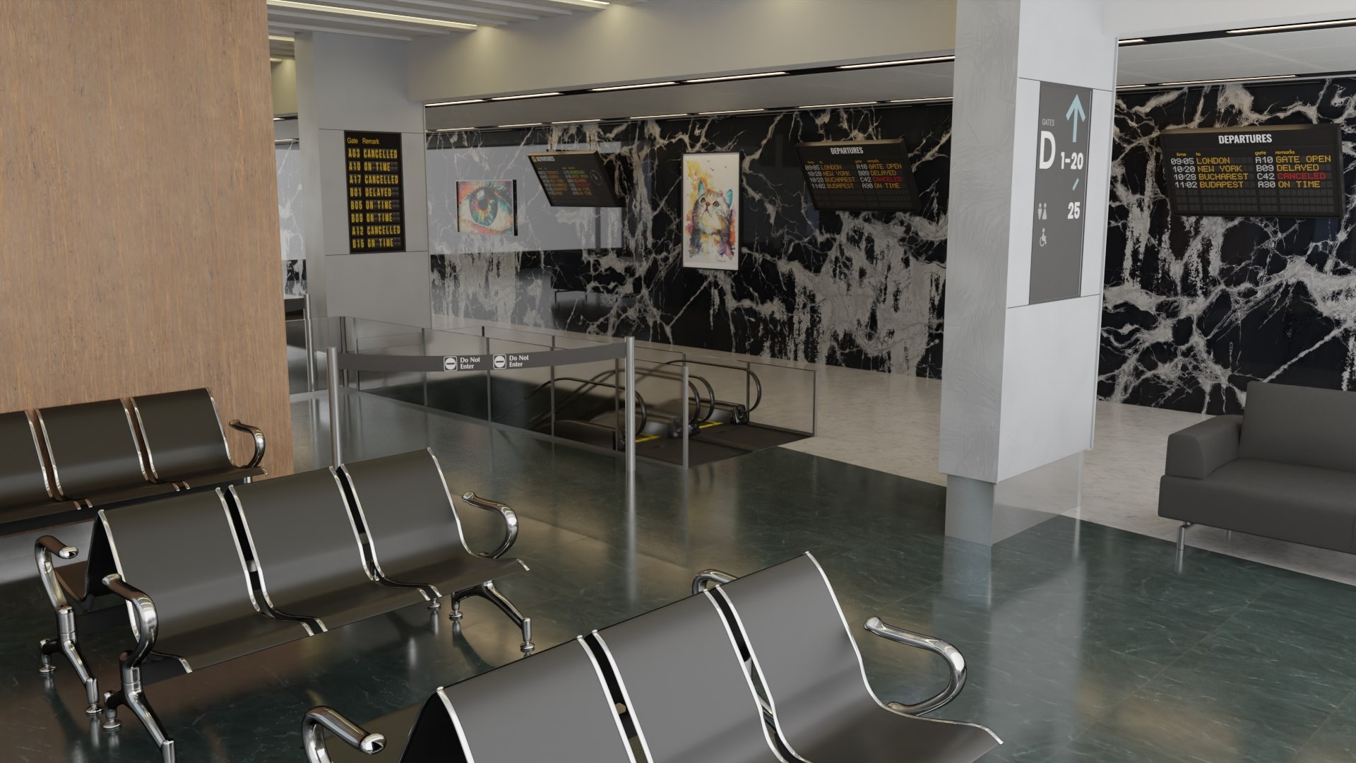 3D Airport Interior Scene Model - TurboSquid 1774373