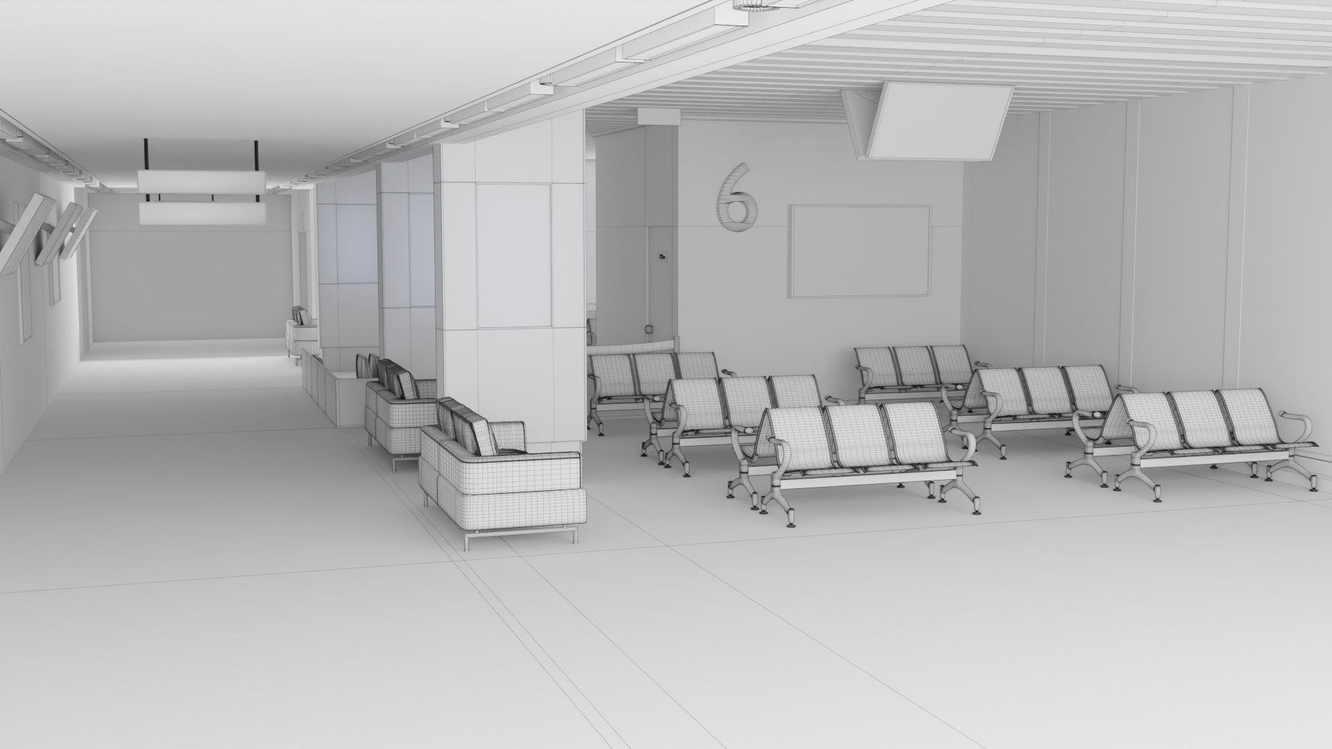 3D Airport Interior Scene Model - TurboSquid 1774373