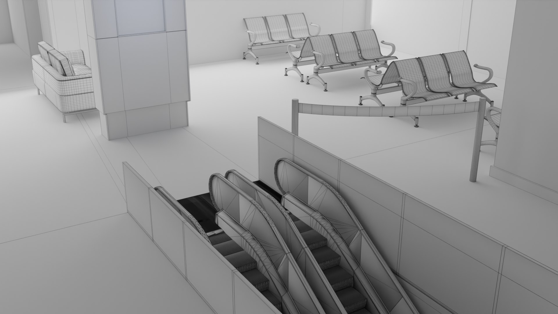 3D Airport Interior Scene Model - TurboSquid 1774373