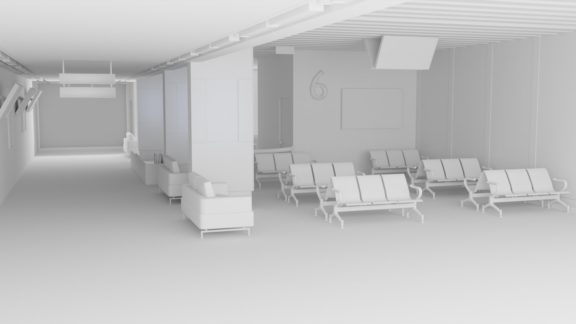 3D Airport Interior Scene Model - TurboSquid 1774373