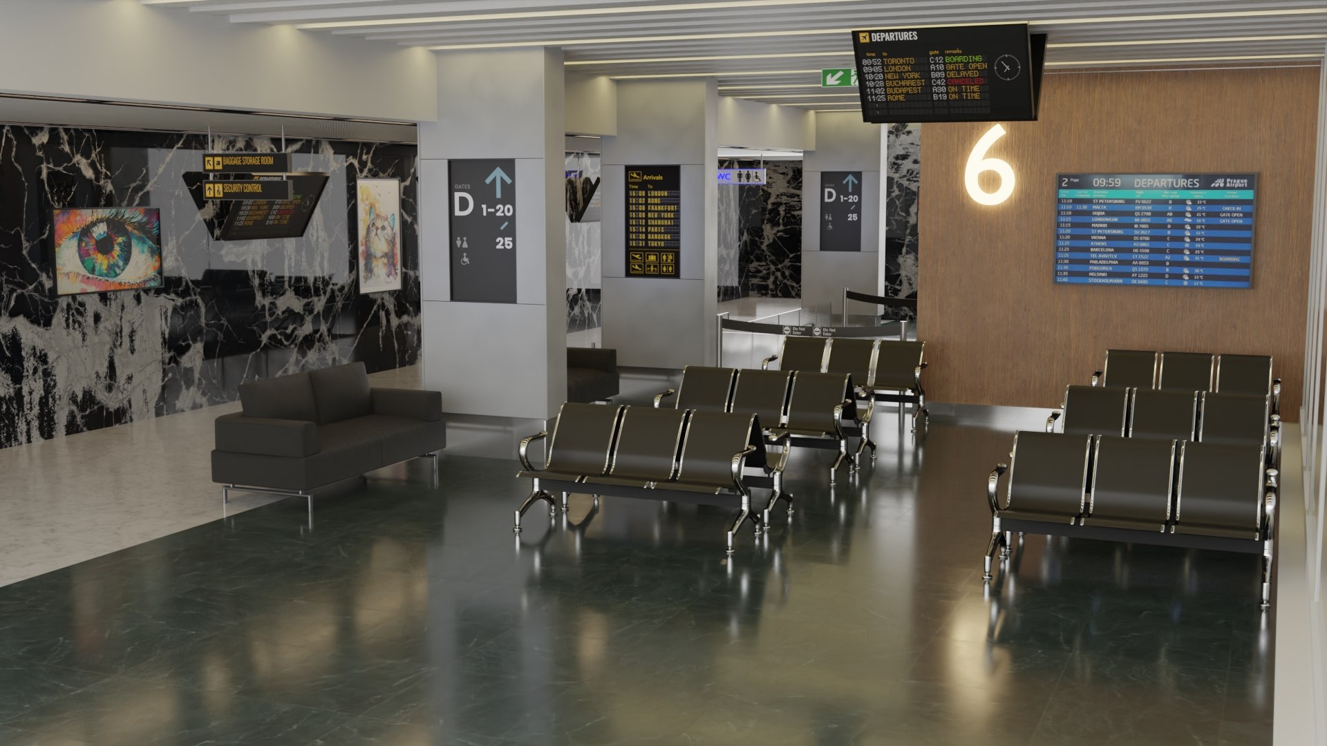 3D Airport Interior Scene Model - TurboSquid 1774373