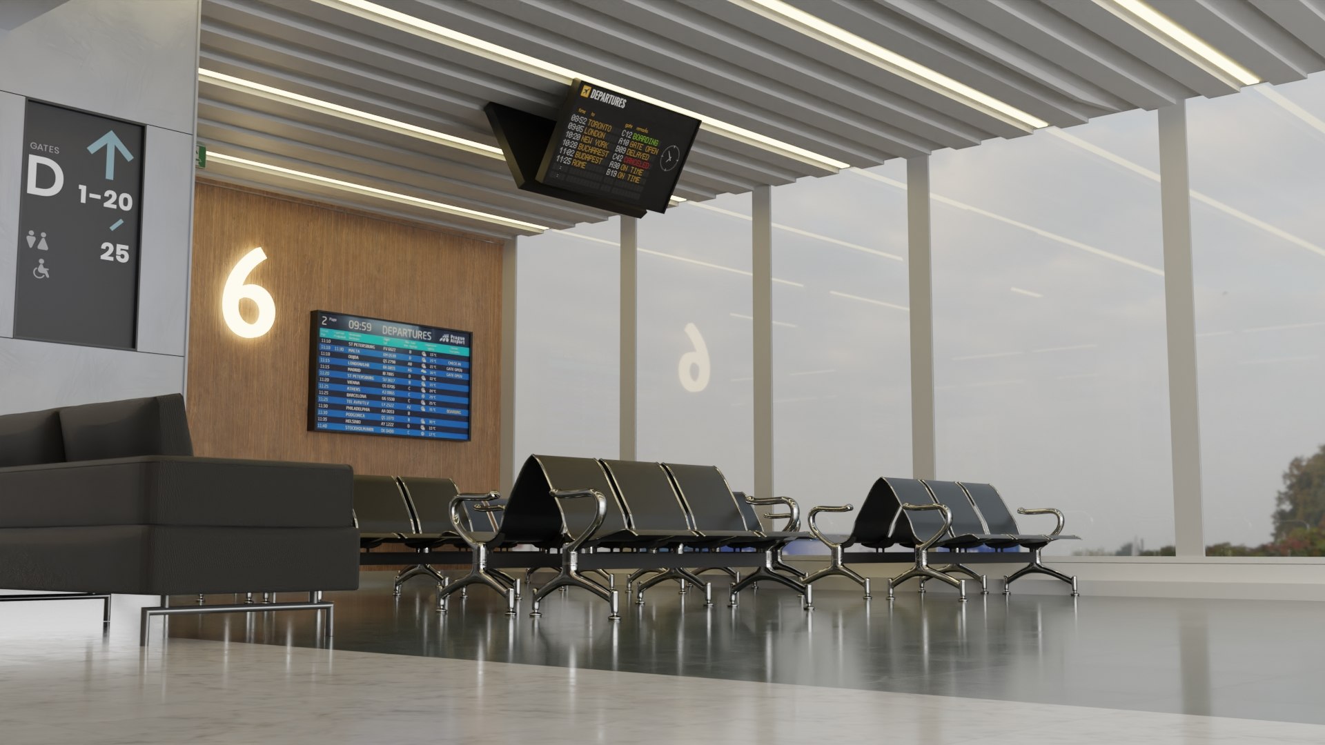 3D Airport Interior Scene Model - TurboSquid 1774373