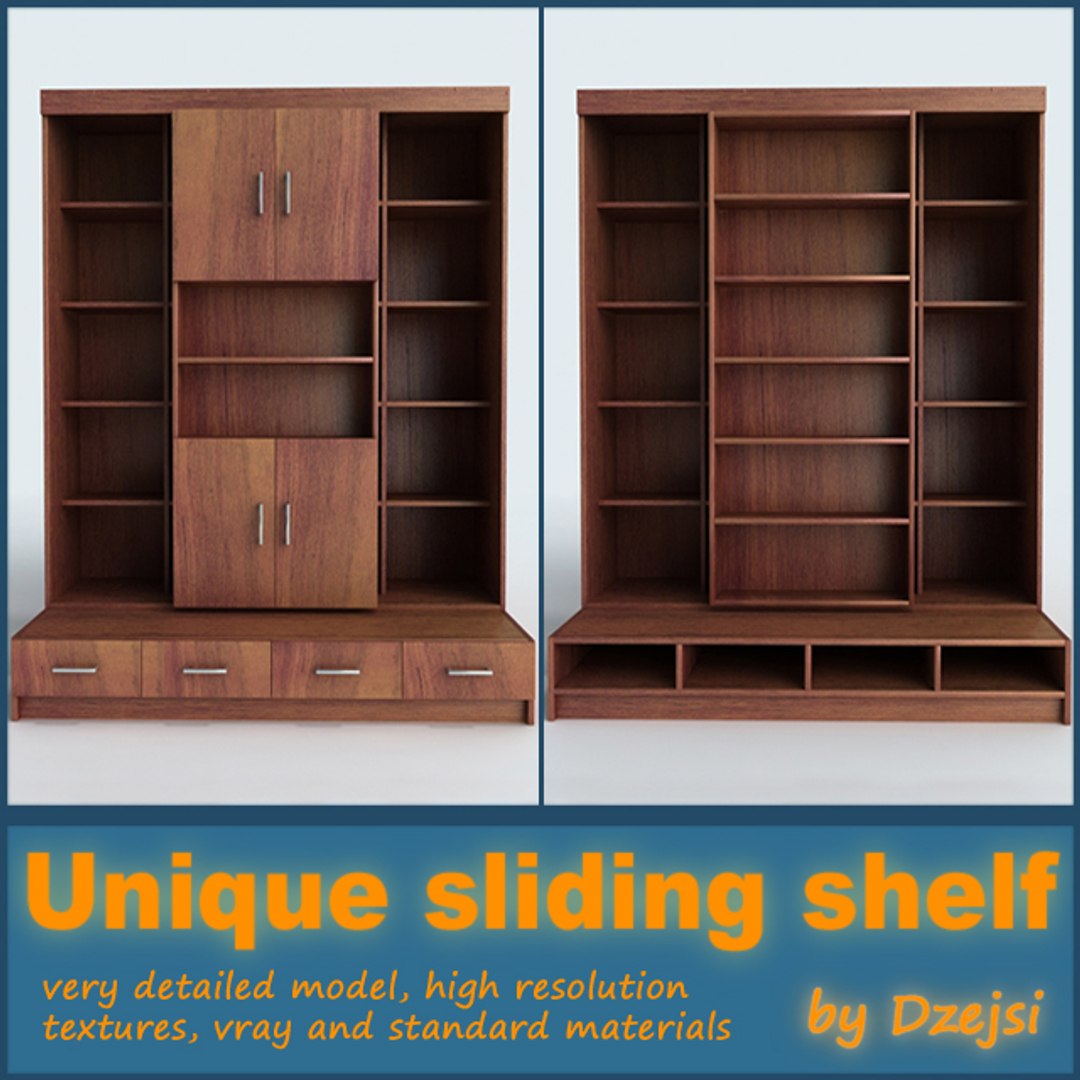 3d model unique sliding shelf