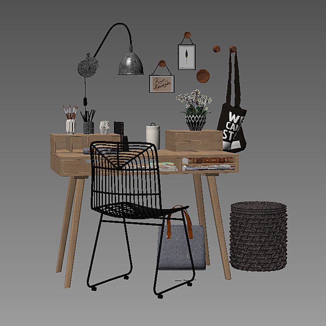 Home Workspace Set 3D Model - TurboSquid 1202774