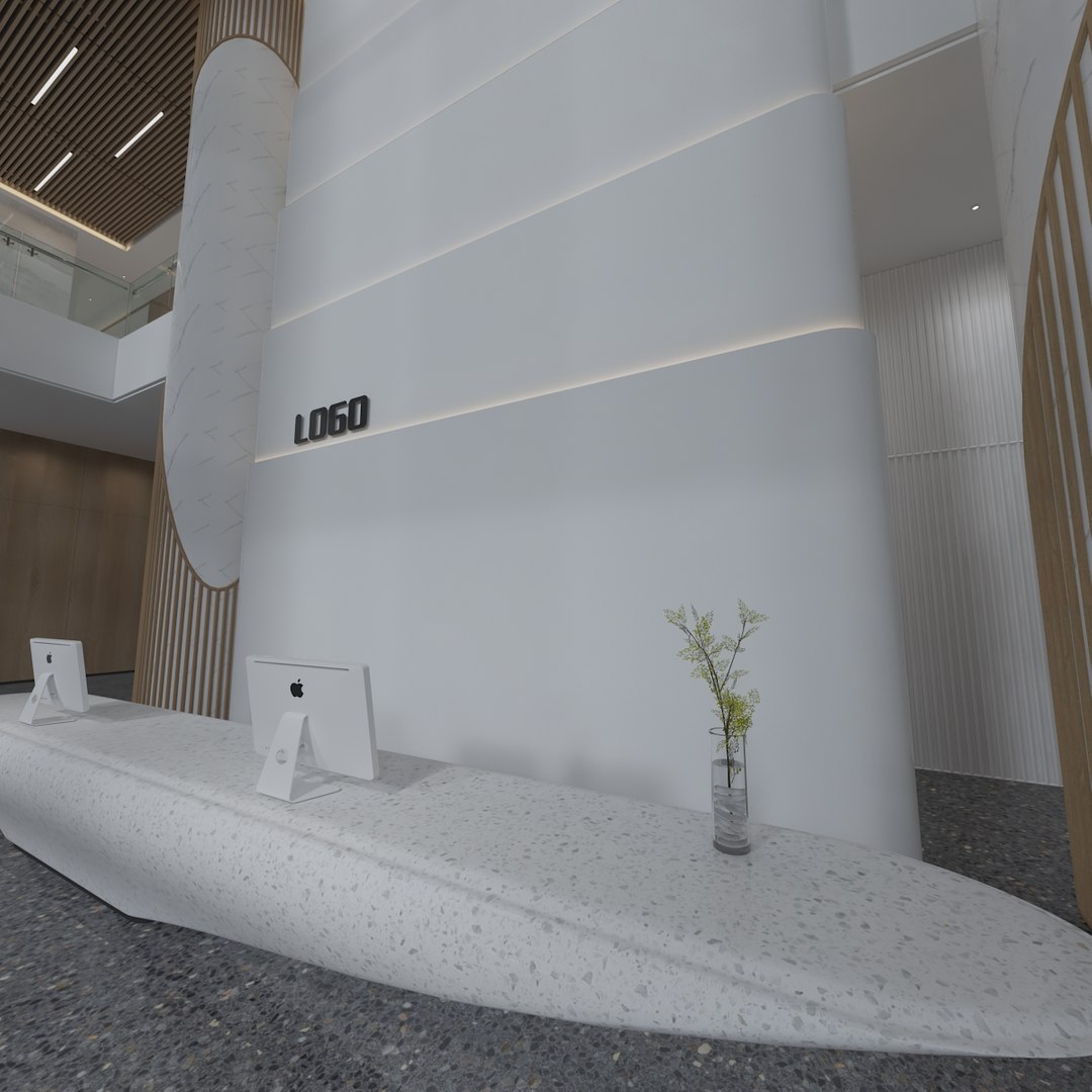 3D Office Building Lobby - Reception Hall 2 - TurboSquid 1718795