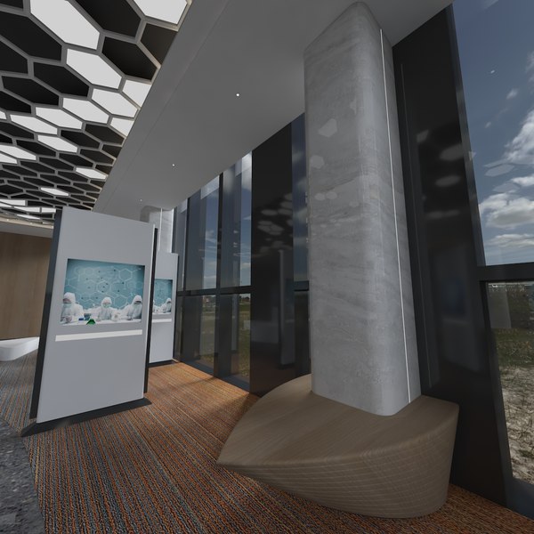 3D Office Building Lobby - Reception Hall 2 - TurboSquid 1718795