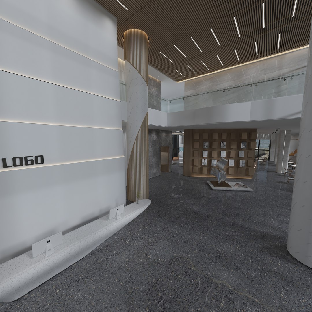 3D Office Building Lobby - Reception Hall 2 - TurboSquid 1718795