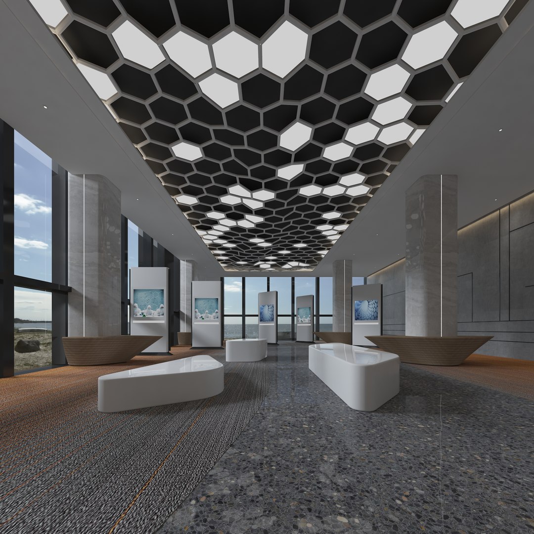 3D Office Building Lobby - Reception Hall 2 - TurboSquid 1718795