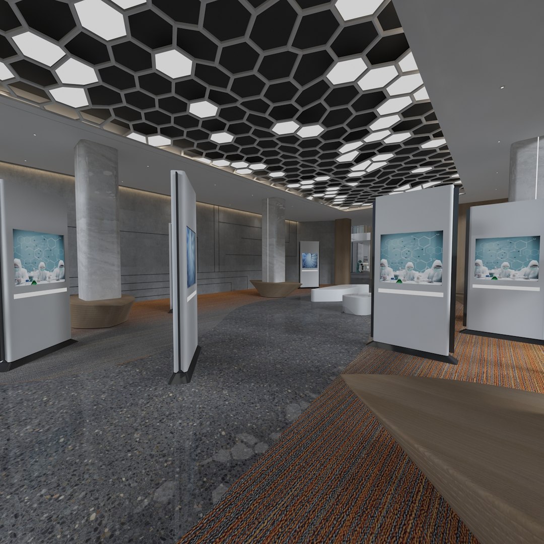 3D Office Building Lobby - Reception Hall 2 - TurboSquid 1718795