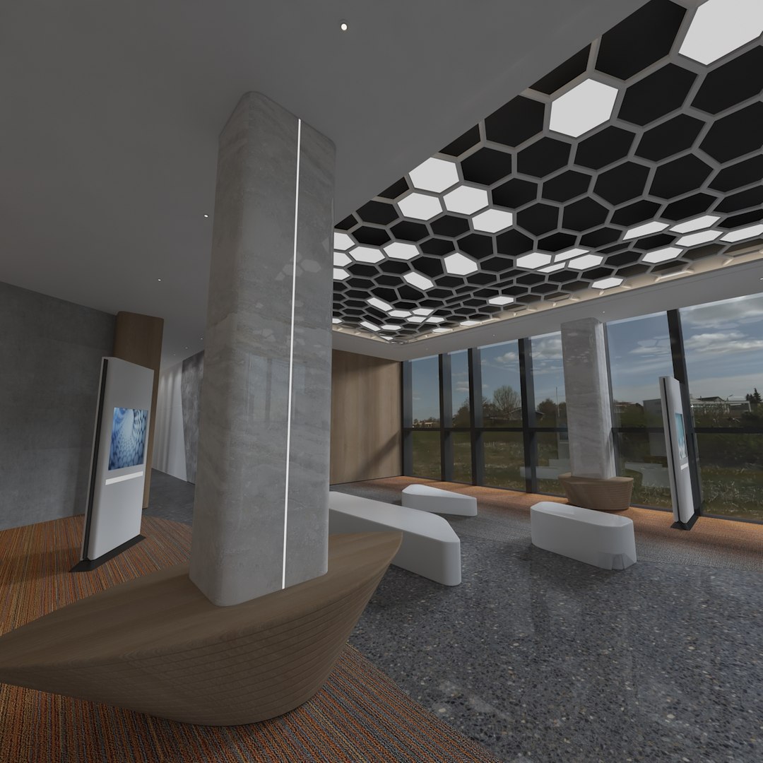 3D Office Building Lobby - Reception Hall 2 - TurboSquid 1718795