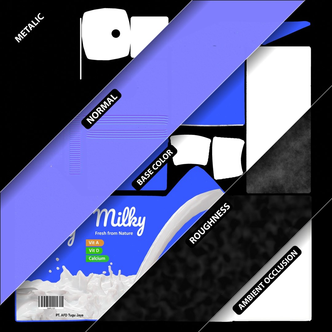 Milk Packaging Box PBR 3D Model - TurboSquid 2315544