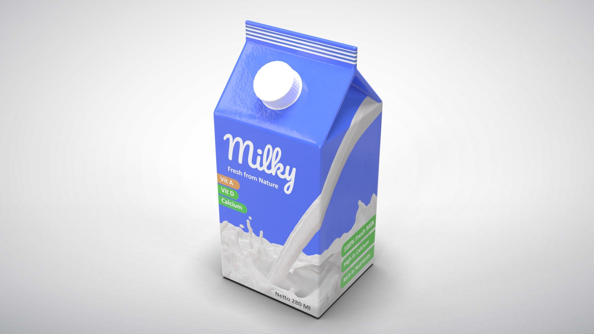 Milk Packaging Box PBR 3D Model - TurboSquid 2315544