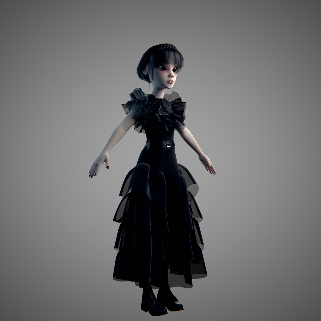 Wednesday Addams V2 - Rigged Character Low-poly 3D - TurboSquid 2024398