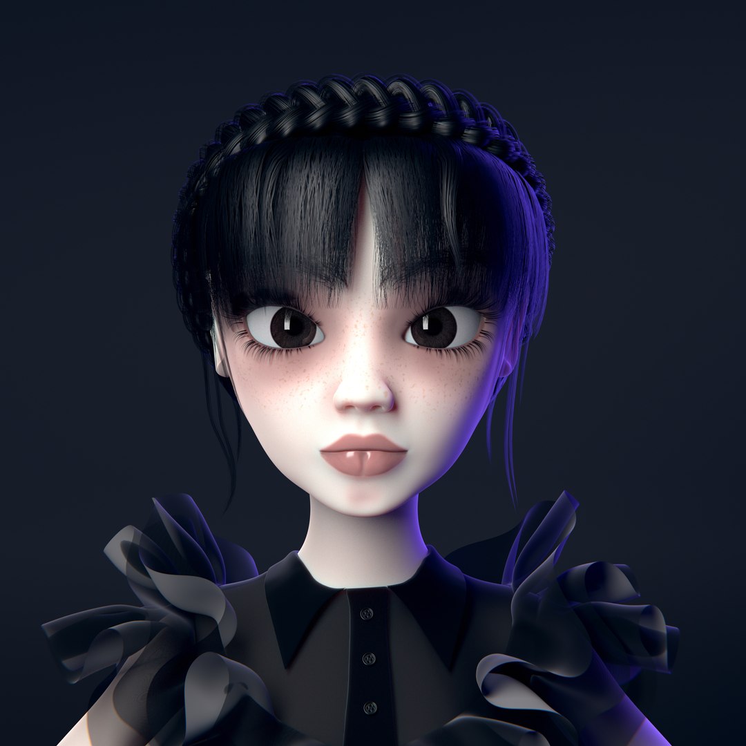 Wednesday Addams V2 - Rigged Character Low-poly 3D - TurboSquid 2024398