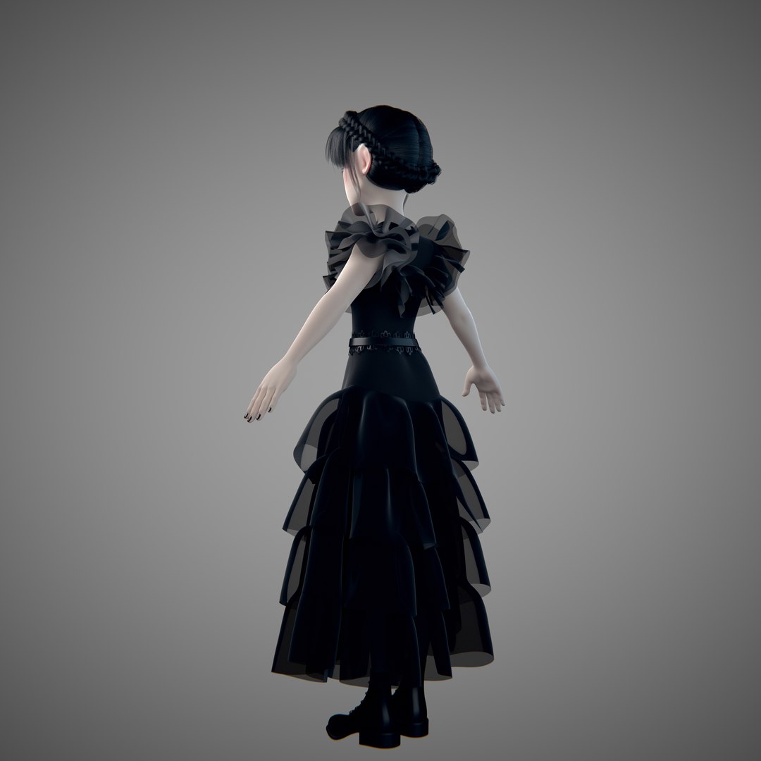 Wednesday Addams V2 - Rigged Character Low-poly 3D - TurboSquid 2024398