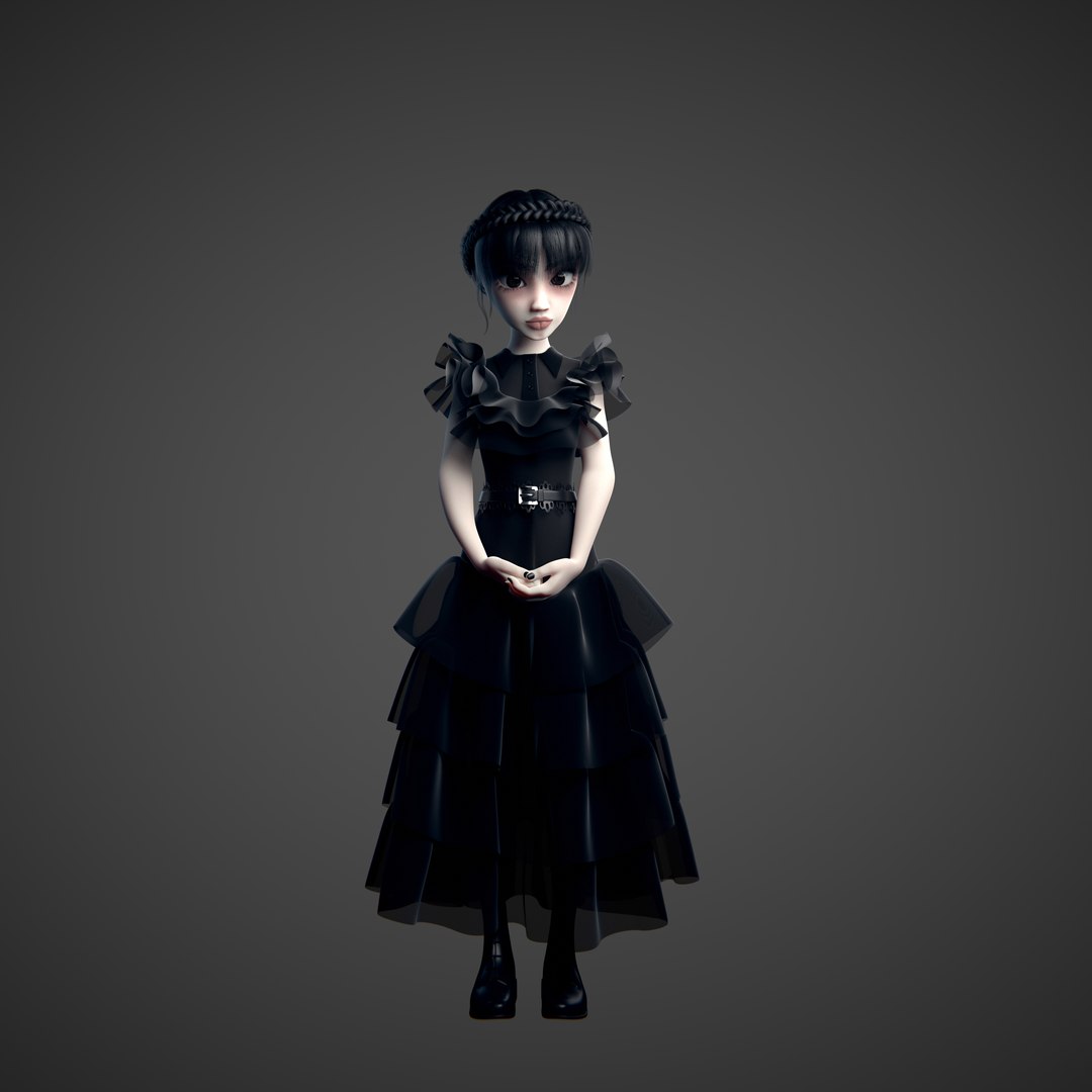 Wednesday Addams V2 - Rigged Character Low-poly 3D - TurboSquid 2024398