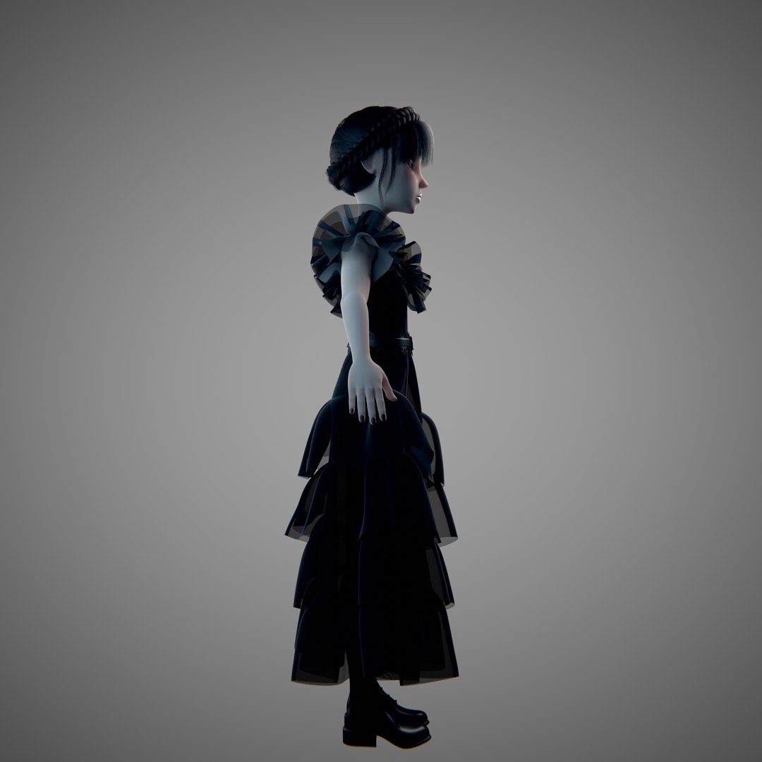 Wednesday Addams V2 - Rigged Character Low-poly 3D - TurboSquid 2024398