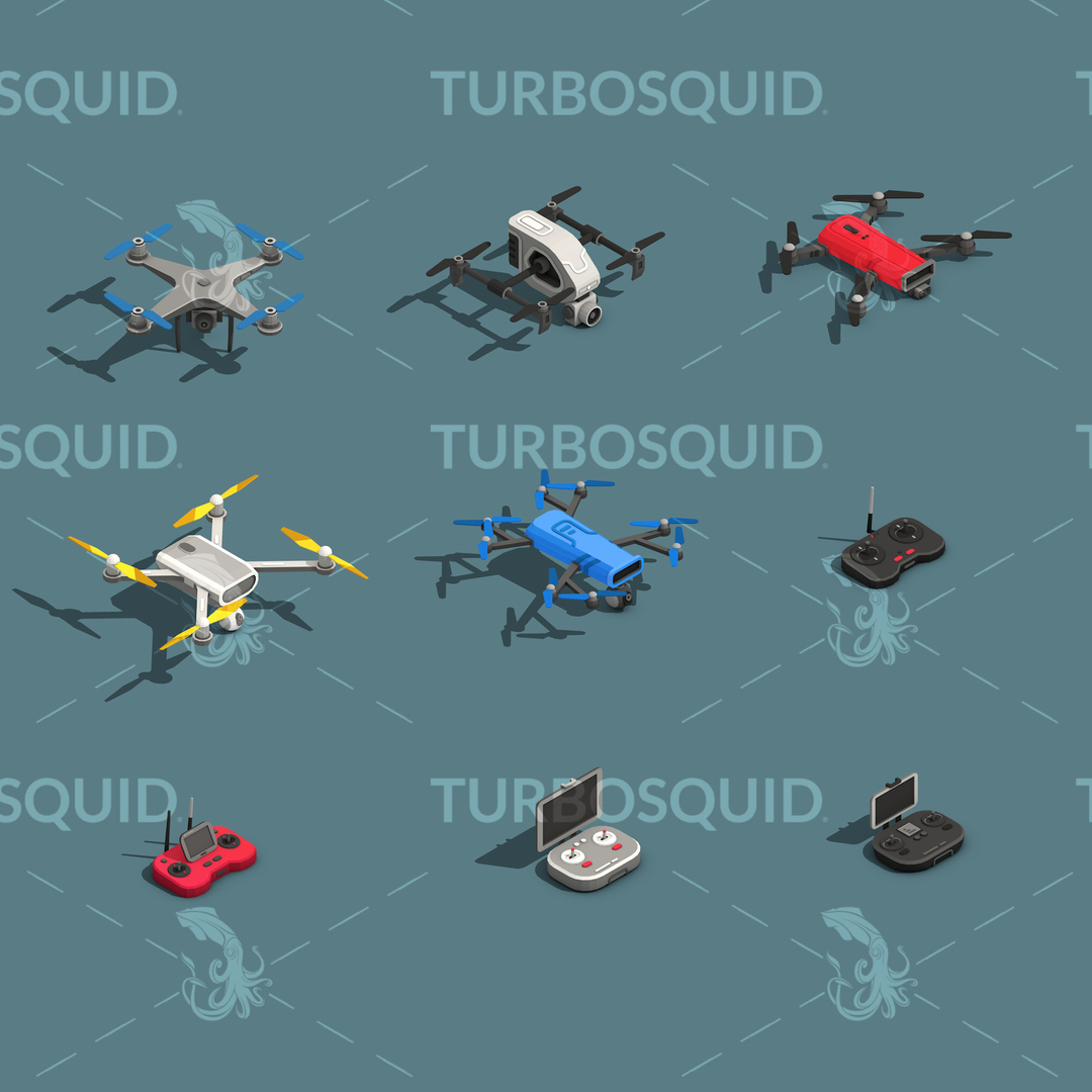Low Poly Drone Isometric Icon Pack 02 Low-poly 3D - TurboSquid 1720040