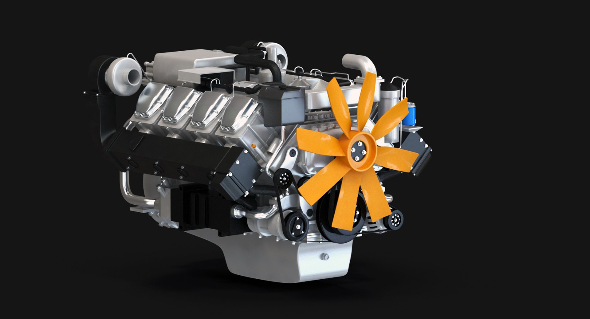 Truck V8 Diesel Engine 3d 3ds