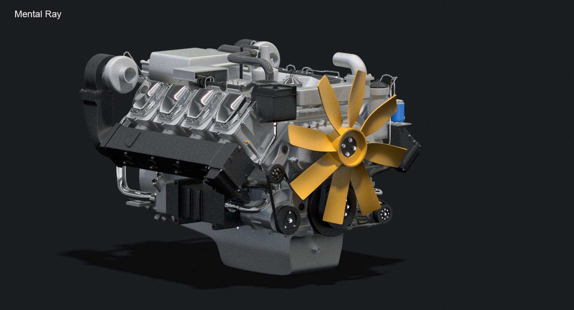 Truck V8 Diesel Engine 3d 3ds