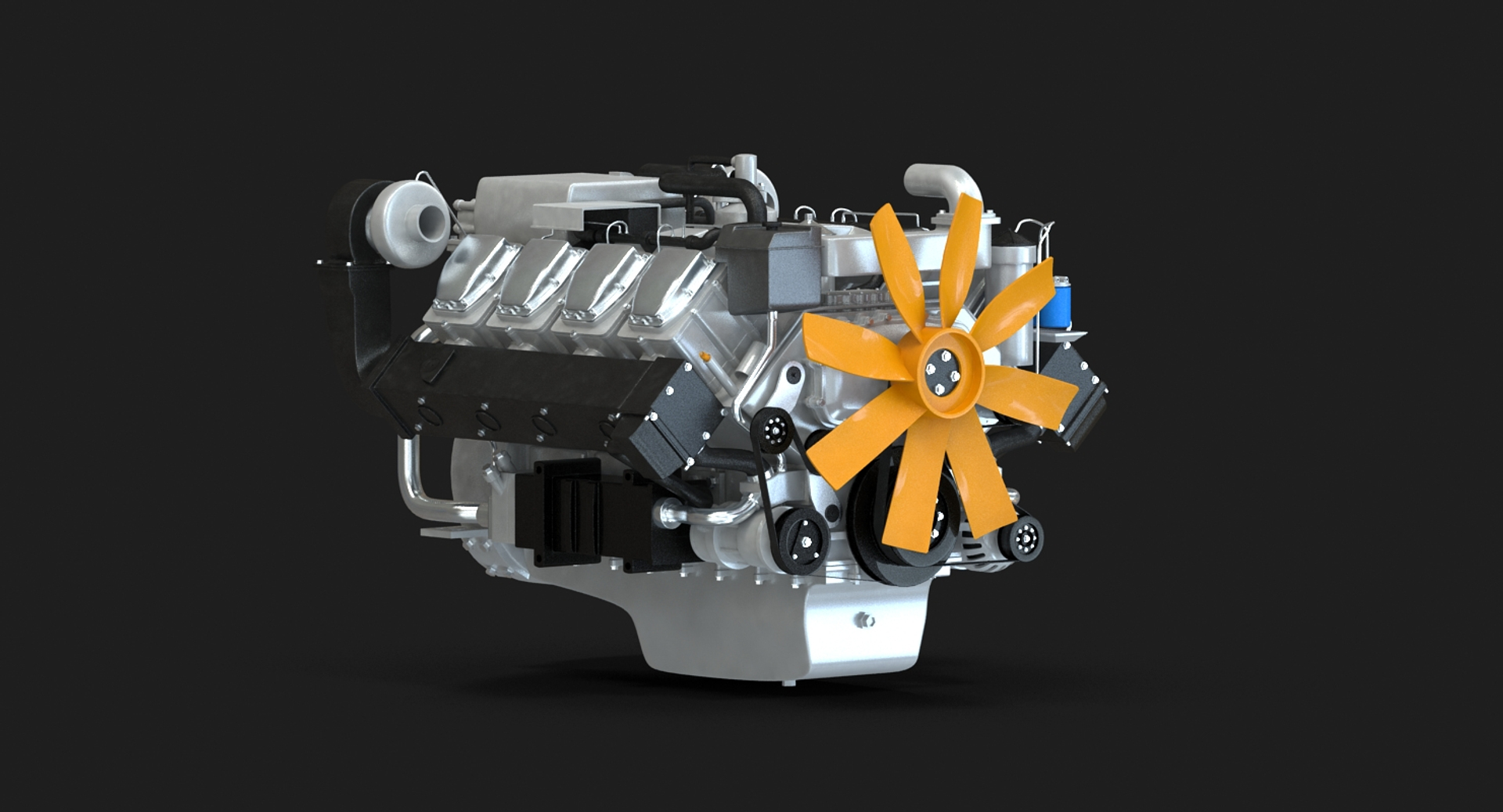 Truck V8 Diesel Engine 3d 3ds