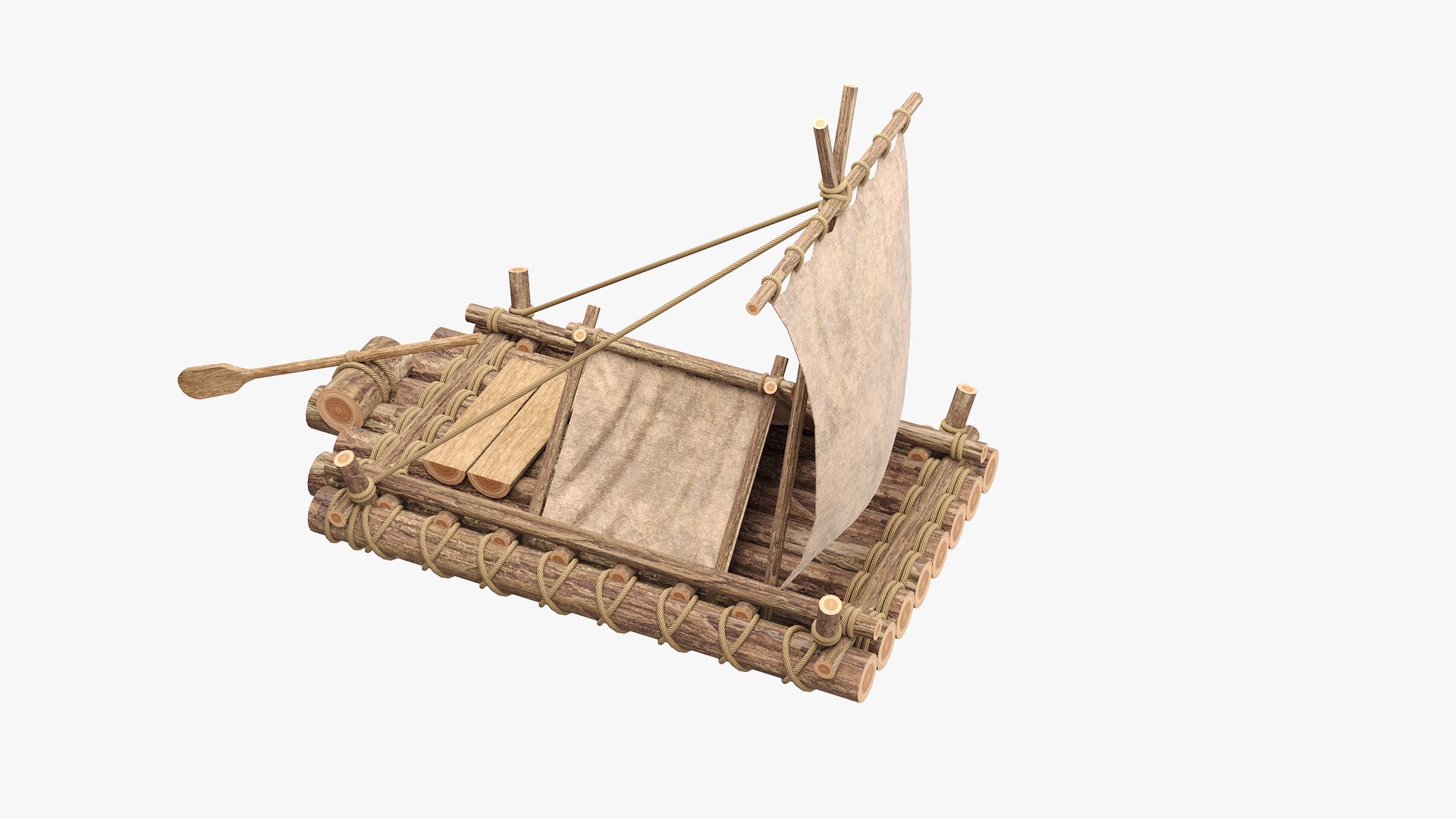 Realistic Wooden Raft 3D Model - TurboSquid 1581770