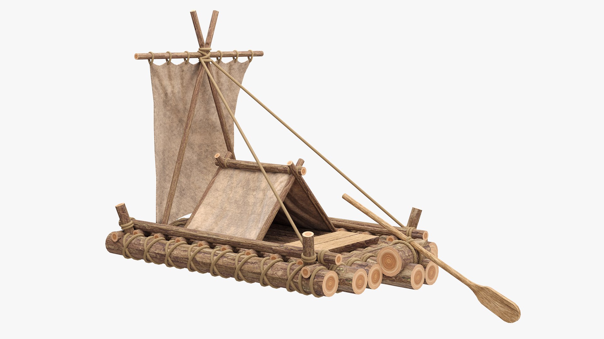 Realistic Wooden Raft 3D Model - TurboSquid 1581770
