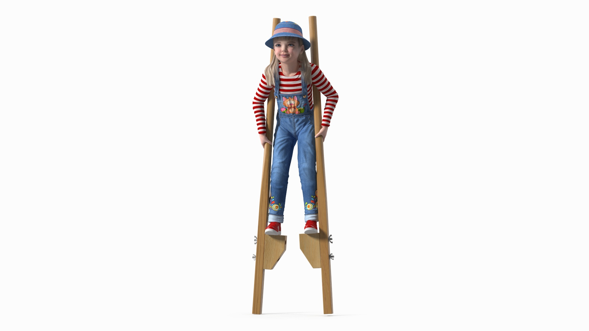 Girl On Wooden Walking Stilts 3D - TurboSquid 2302330
