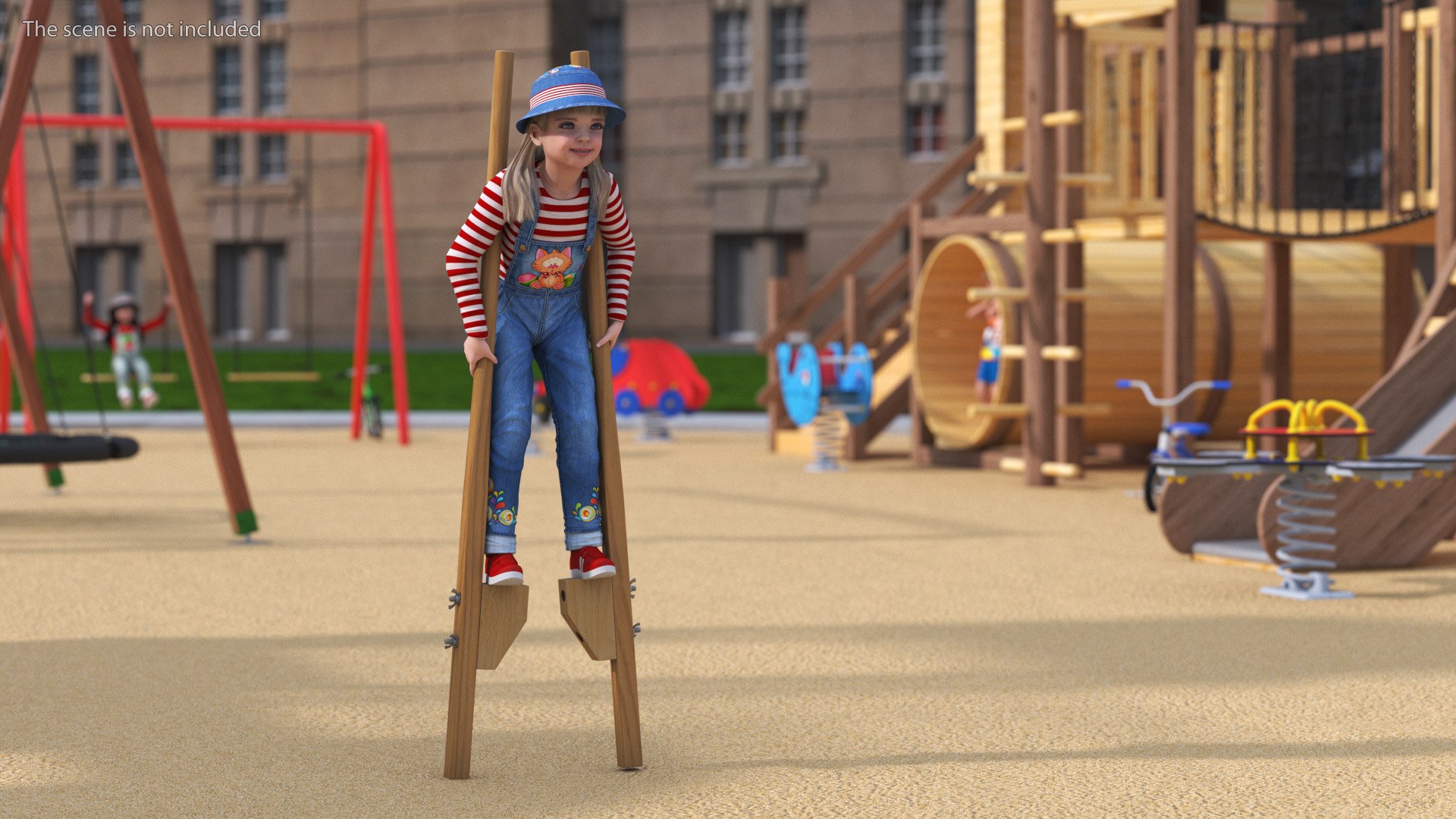 Girl On Wooden Walking Stilts 3D - TurboSquid 2302330