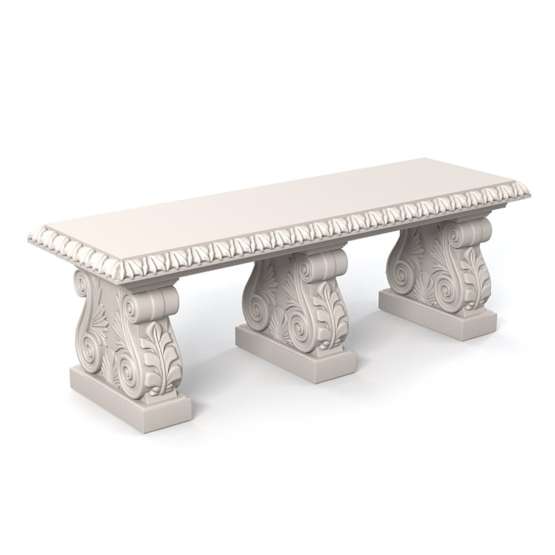 Outdoor Stone Bench 3d Model