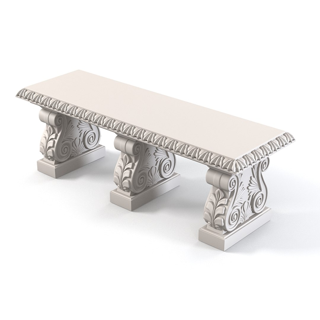 Outdoor Stone Bench 3d Model