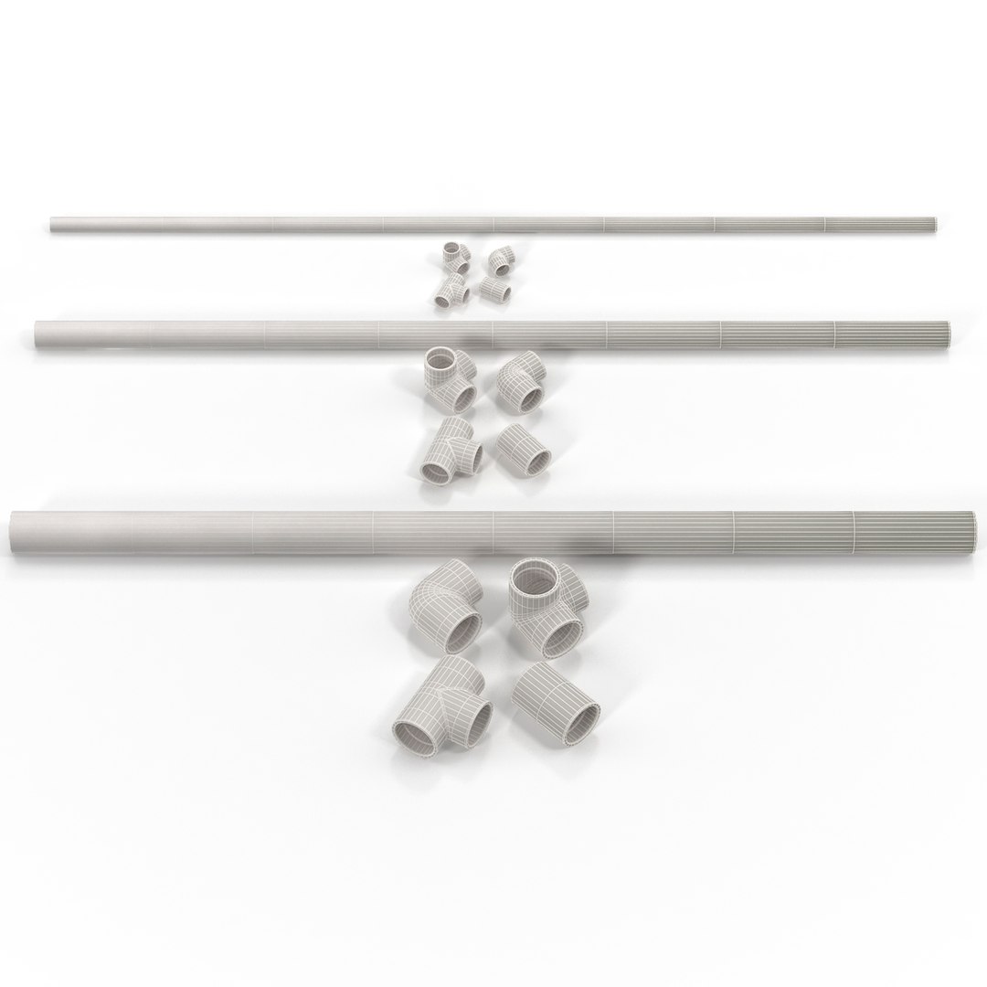 Pvc Pipes Fittings Set 3d C4d