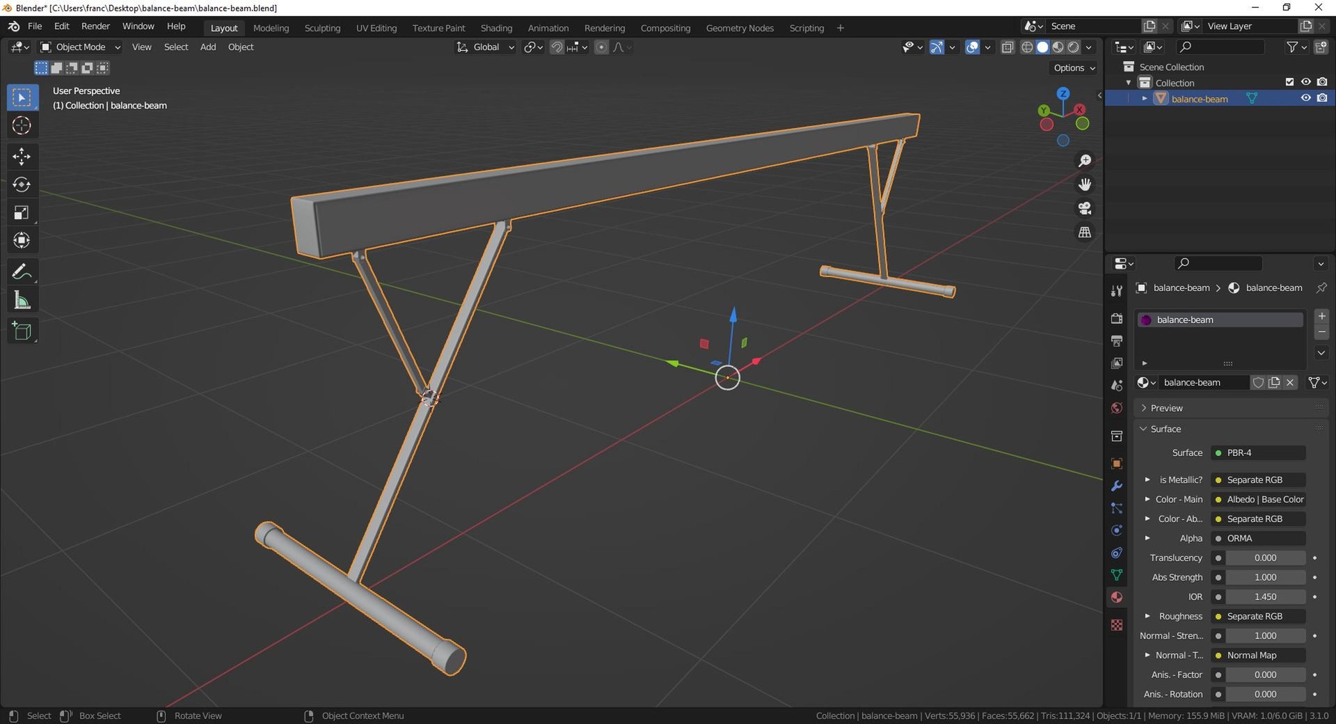 Balance Beam 3D - TurboSquid 1891663