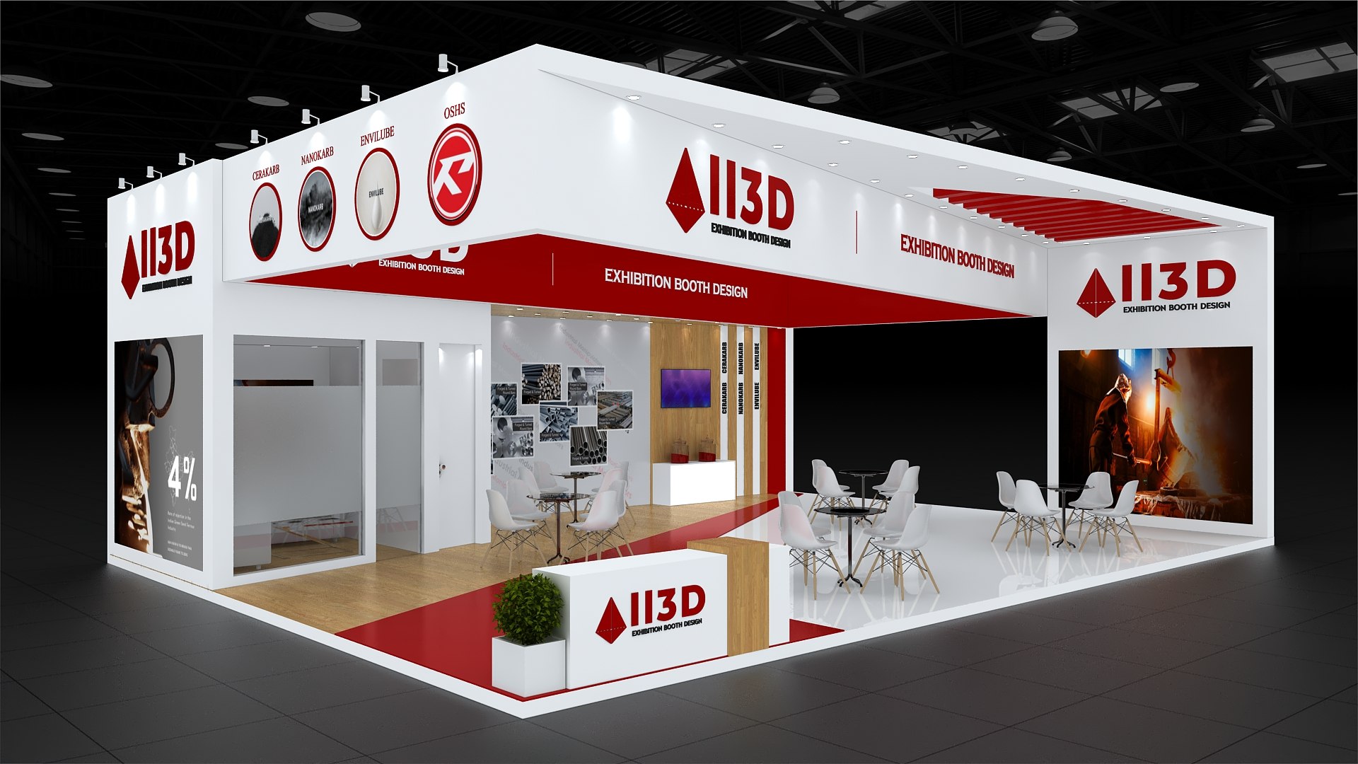 Exhibition Stand Stall Three Side Open 8X10 3D Model - TurboSquid 2163239