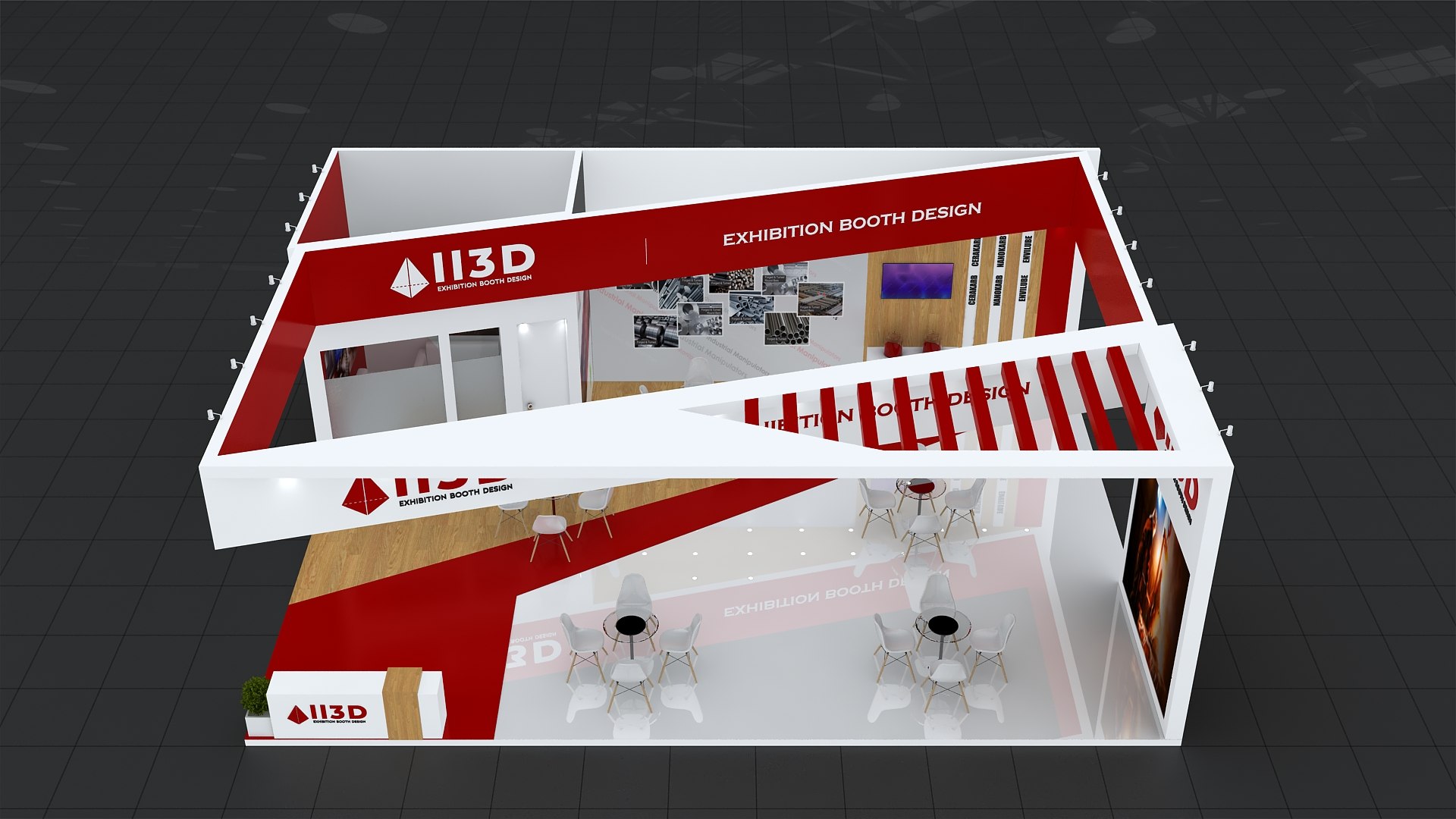 Exhibition Stand Stall Three Side Open 8X10 3D Model - TurboSquid 2163239