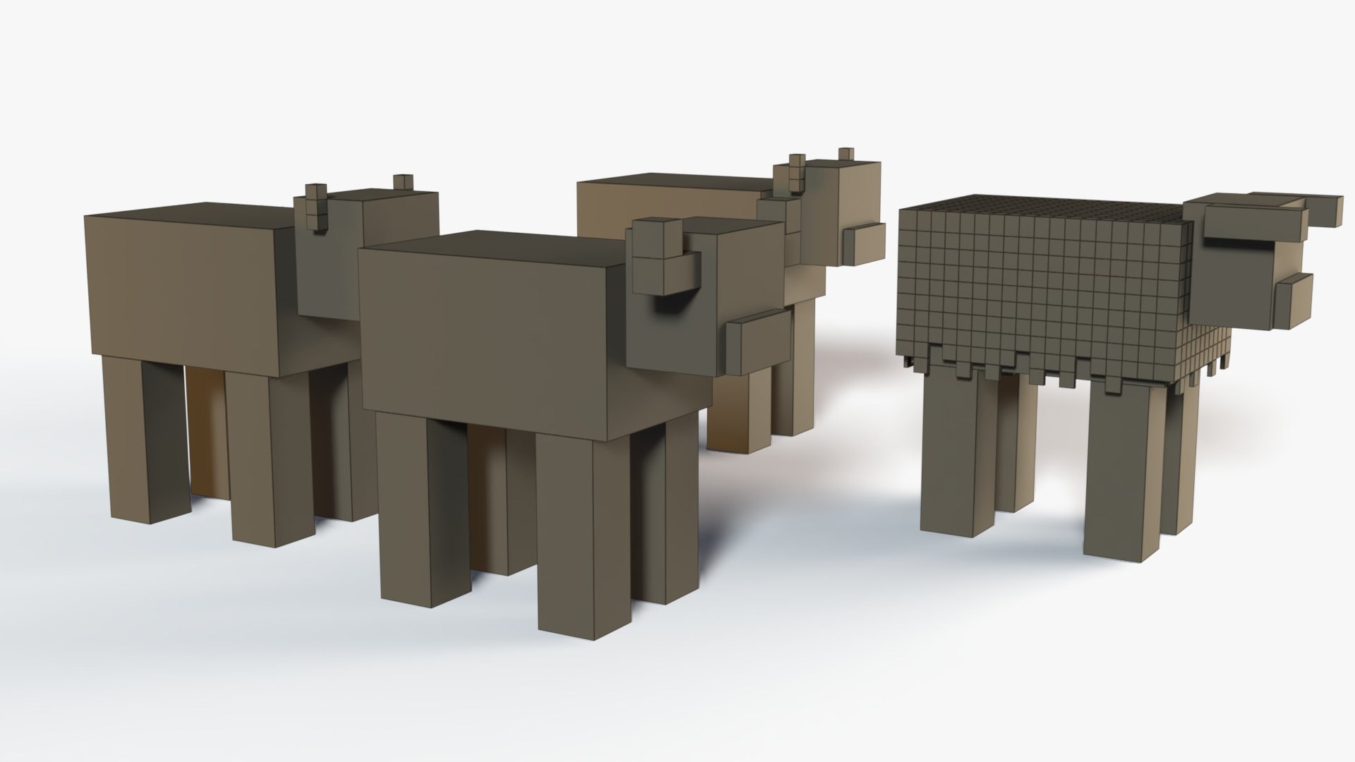 3D Model Minecraft Cow - TurboSquid 2514317