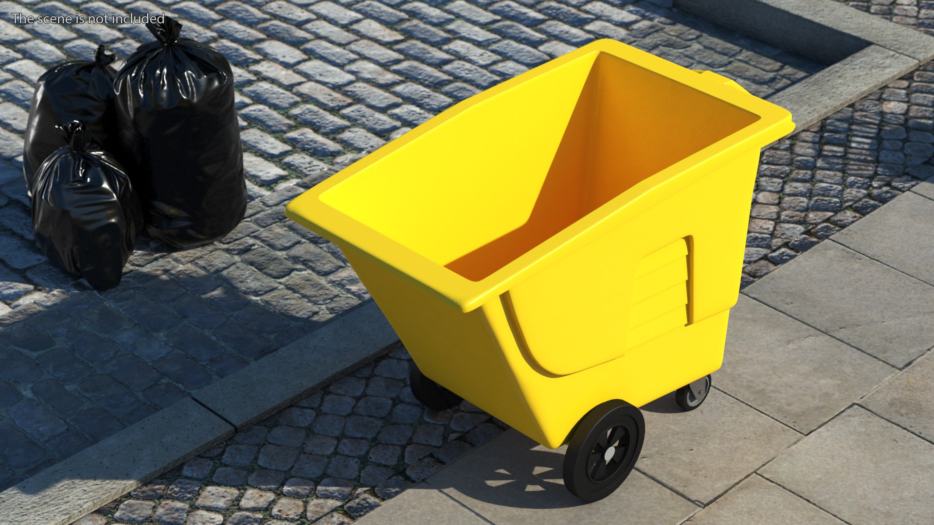 3D Industrial Yellow Trash Cart - TurboSquid 2144104