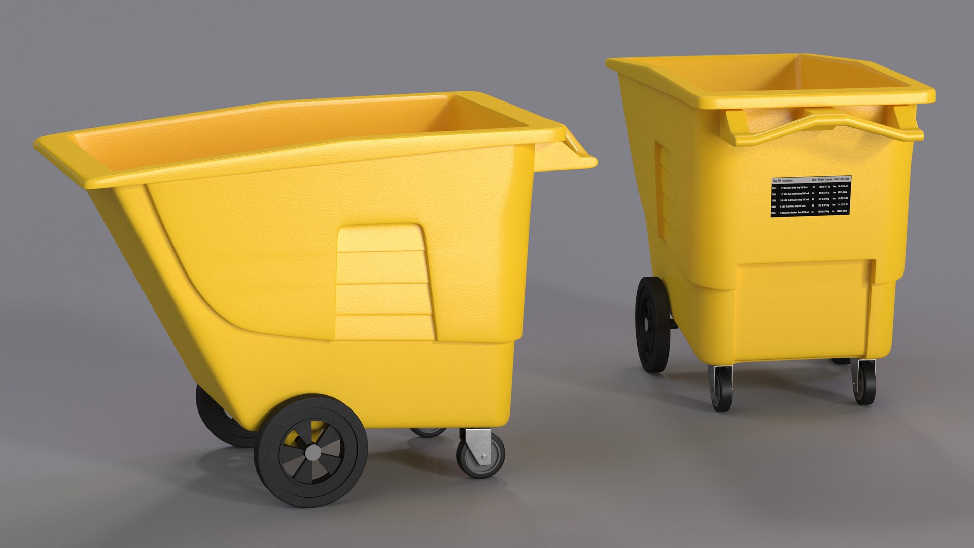 3D Industrial Yellow Trash Cart - TurboSquid 2144104