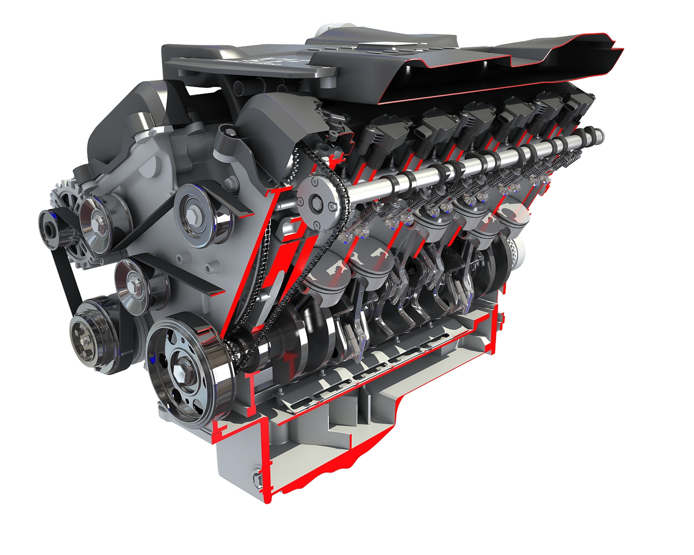 3D Cutaway V12 Engine - TurboSquid 1364995