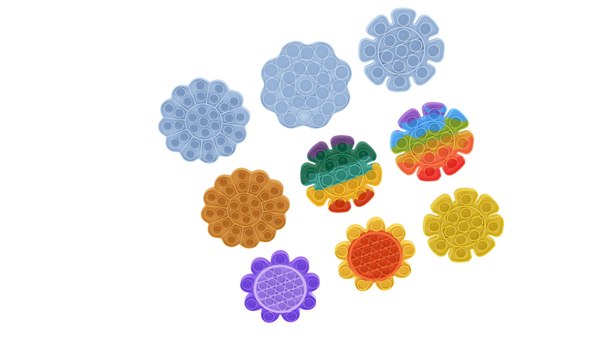 Flower Pop It Fidget Toys Set 3D - TurboSquid 1769320